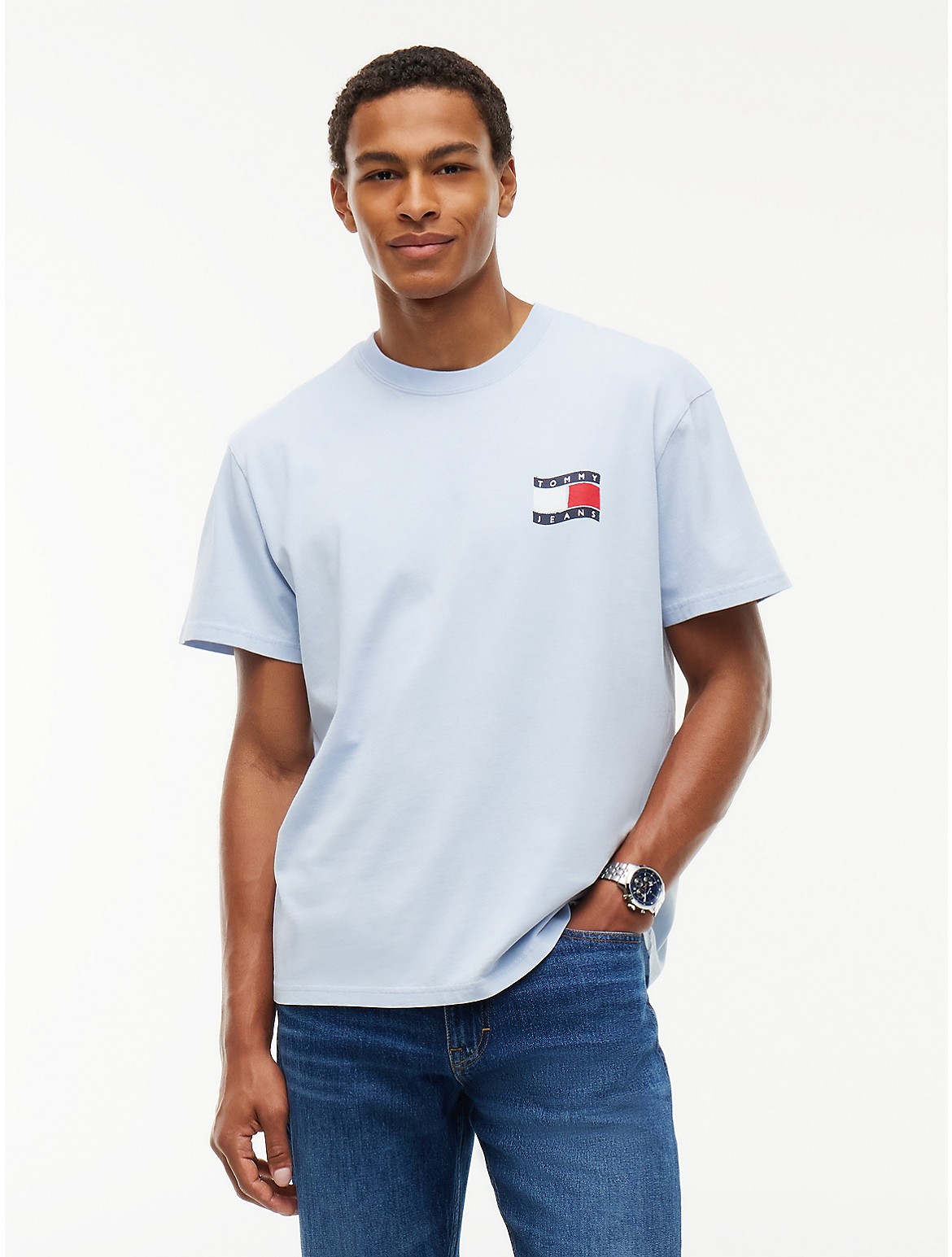TOMMY HILFIGER men's tommy jeans wavy flag logo t-shirt -